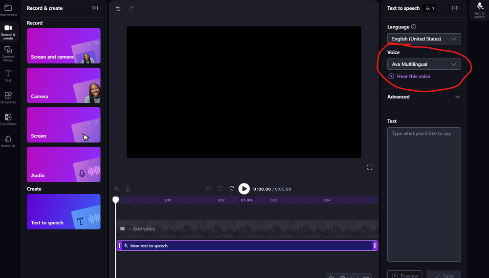 Microsoft Text to Speech for Free with Clipchamp